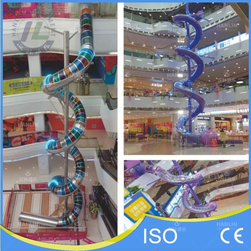 Giant Multi-Story Stainless Steel Spiral Slide | Shopping Mall Atrium ...