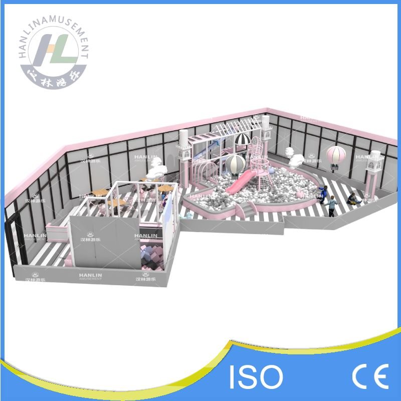 Modern Chic Pink & Black Indoor Playground | Premium Family Cafe Design ...