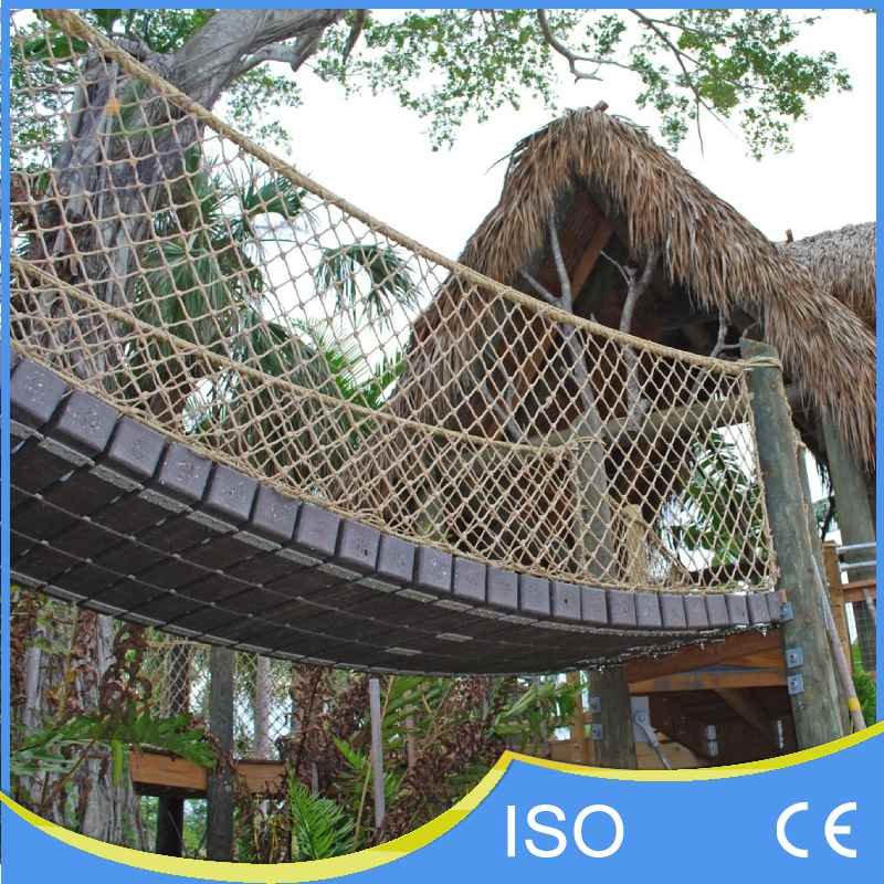 Heavy-Duty Solid Wood Block Rope Bridge | Steel-Core Reinforced Walkway ...